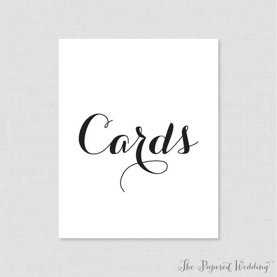 Printable Cards Sign Black and White Cards Sign for Wedding | Etsy