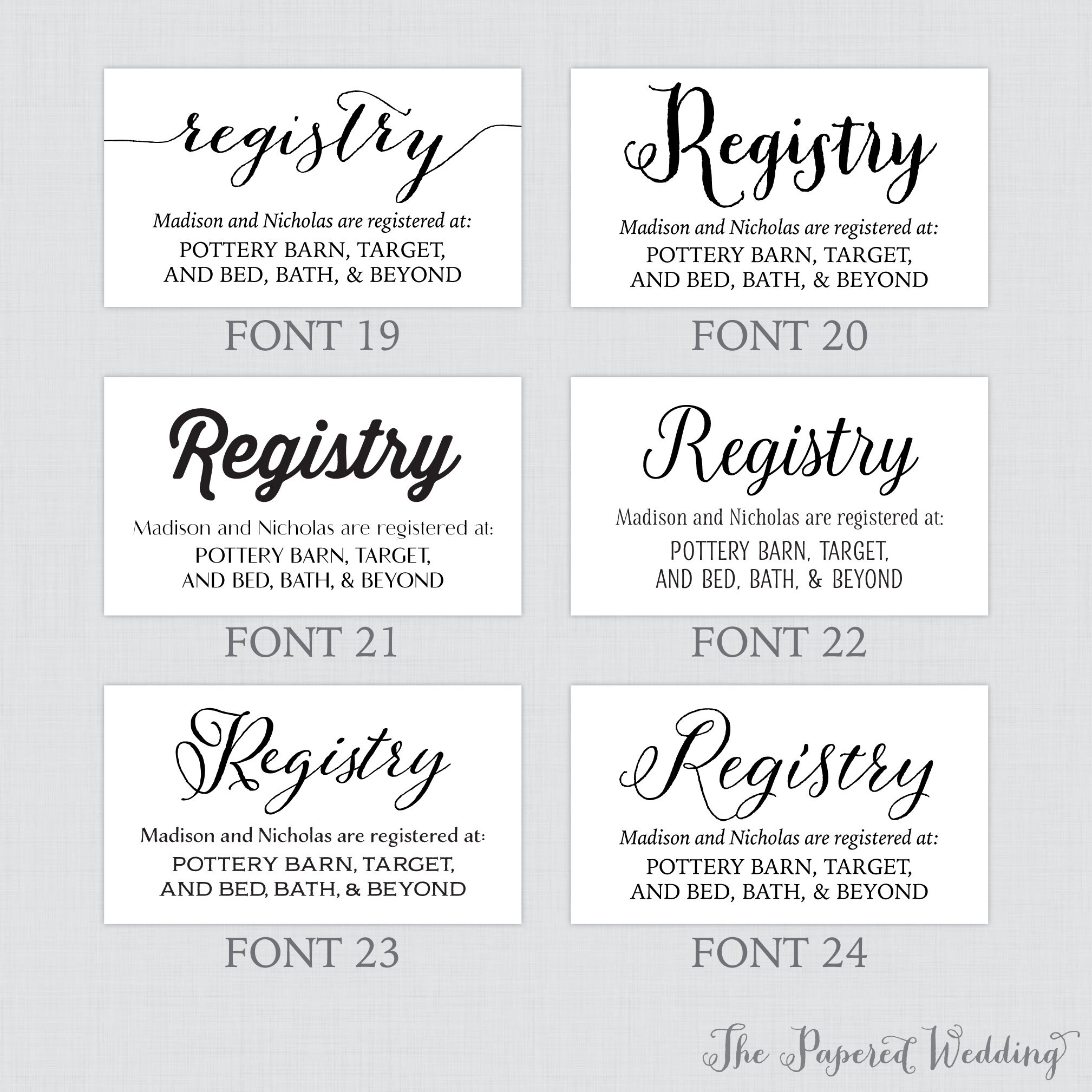 Printable OR Printed Registry Inserts With Custom Color and - Etsy