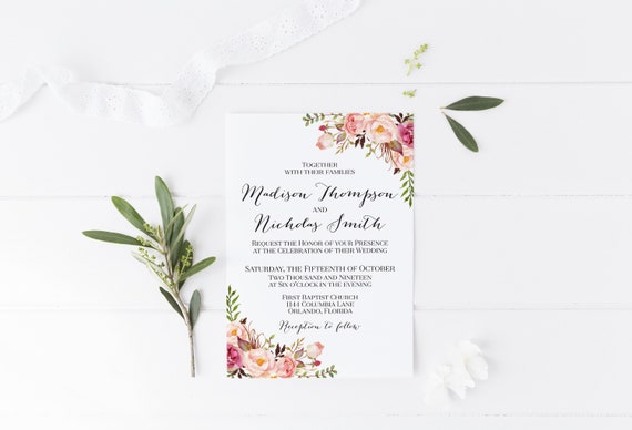 Corner Wedding Invitations Templates Editable Minimalist Modern