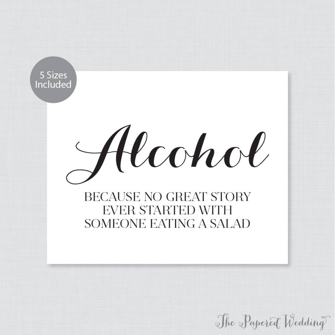 Printable Alcohol Sign Black and White Wedding Alcohol Sign | Etsy