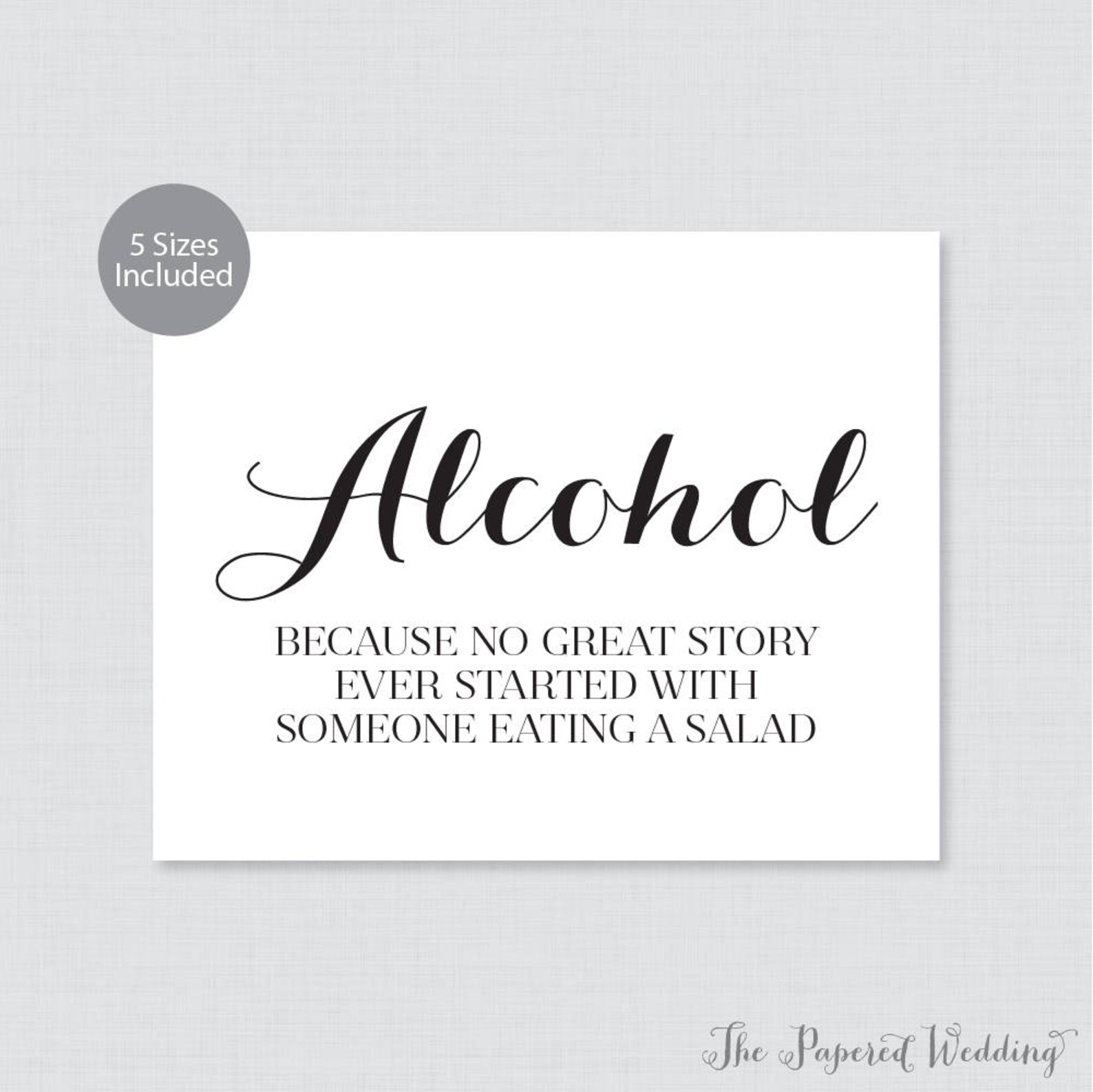 Printable Alcohol Sign Black and White Wedding Alcohol Sign | Etsy