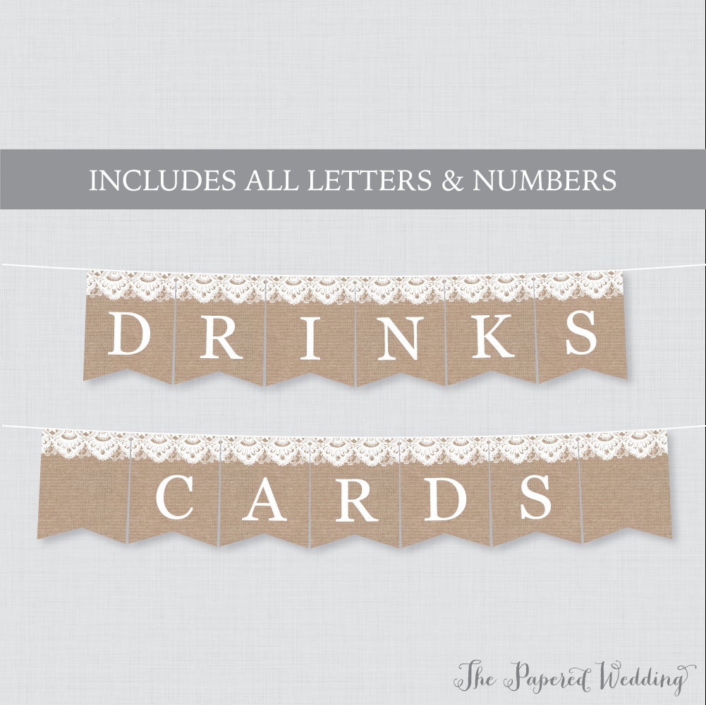 Printable Wedding Banner Rustic Burlap and Lace Wedding | Etsy