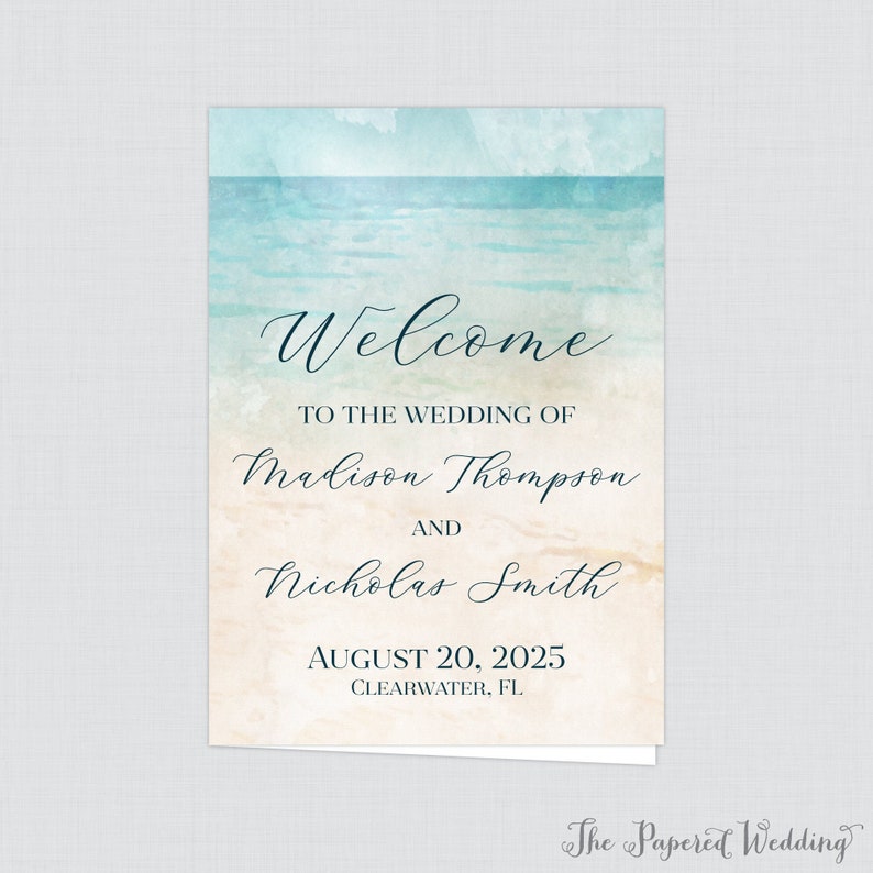 Printable OR Printed Beach Wedding Program Booklet | Etsy