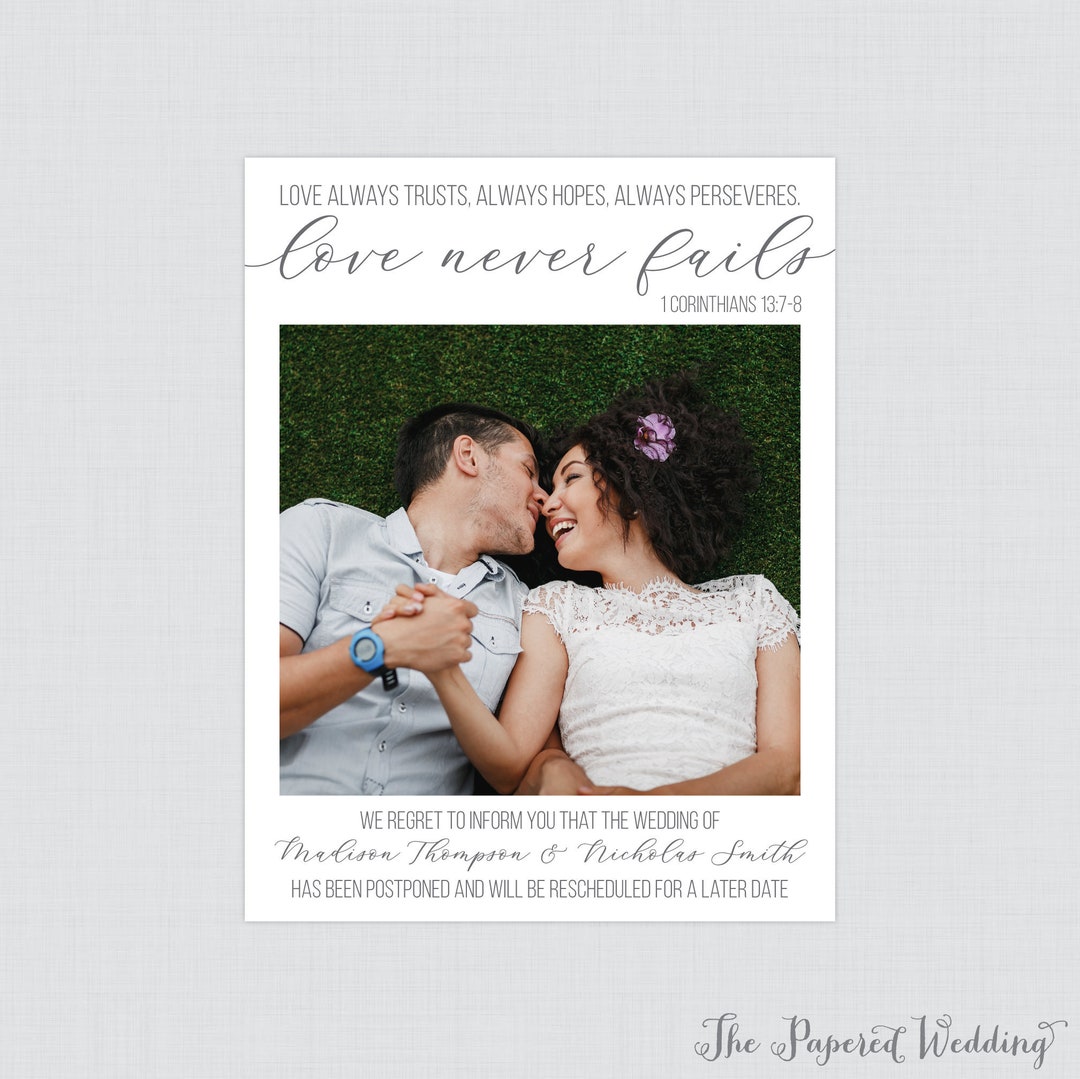 Printable OR Printed Postponed Wedding Cards or Postcards - Wedding ...
