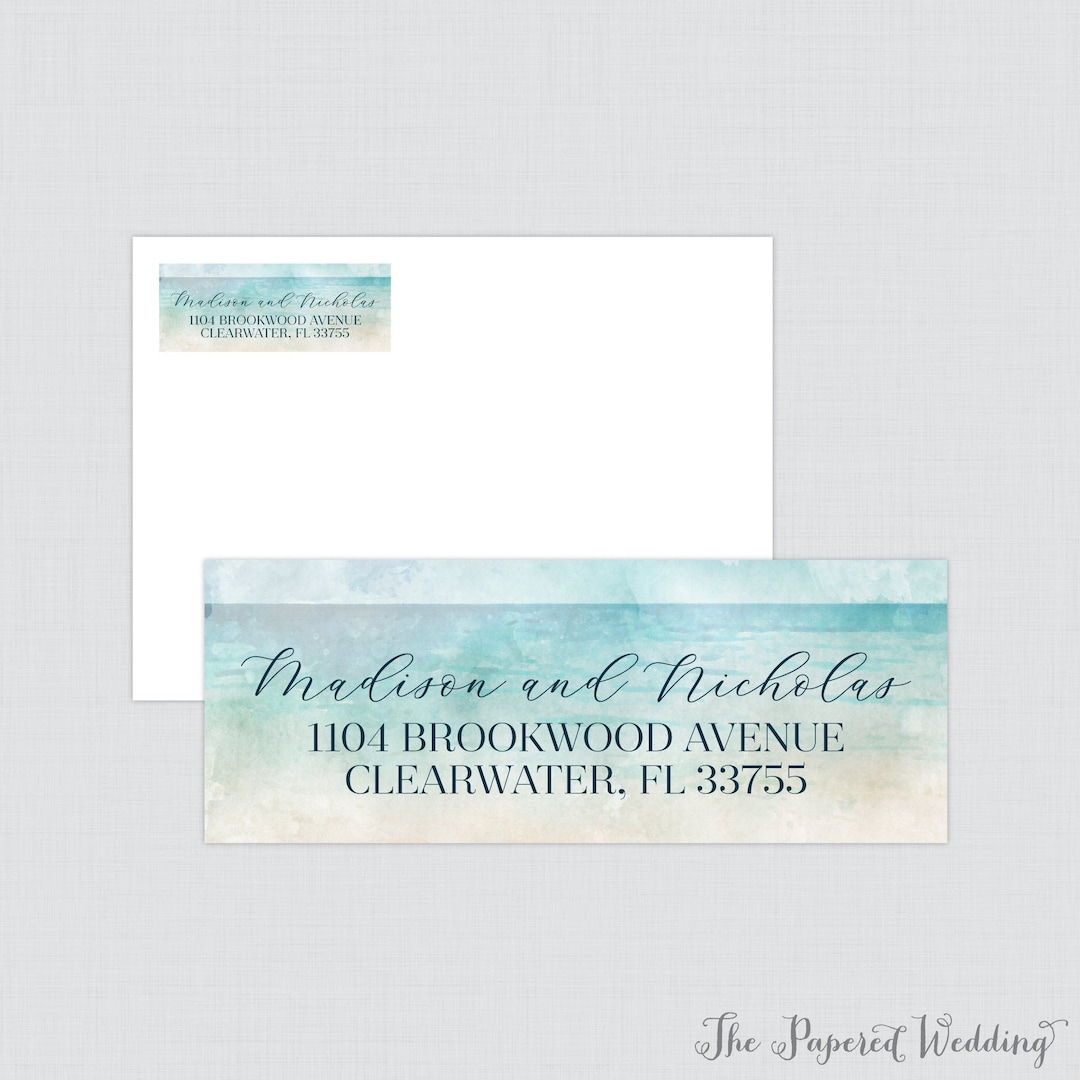 Beach Themed Return Address Labels - Watercolor Beach Return Address ...