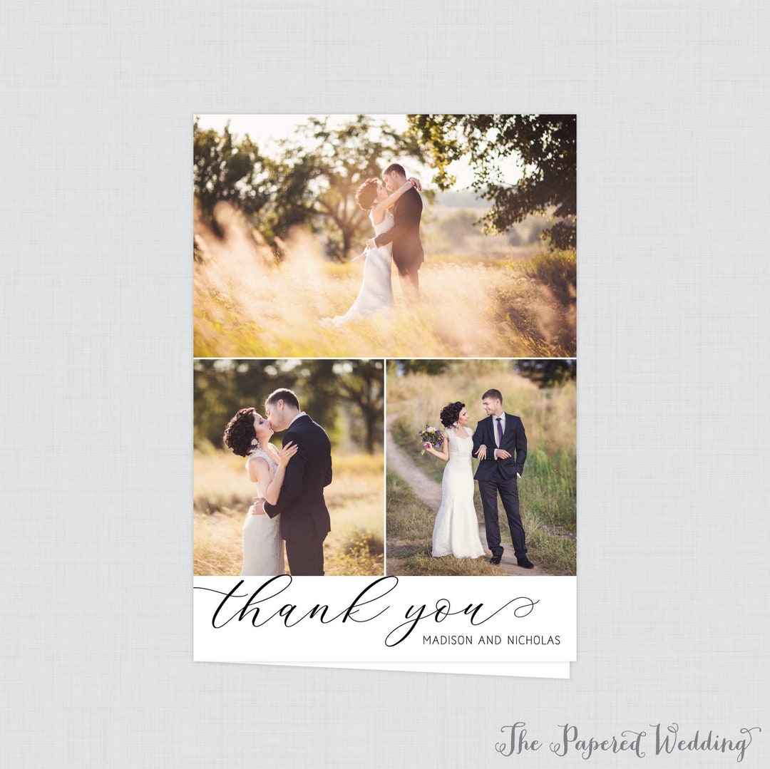 Printable OR Printed Folded Picture Thank You Cards With Three Photos ...