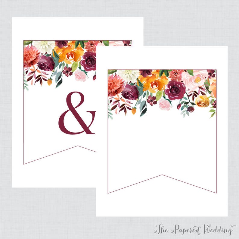 Printable Wedding Banner Fall Floral Wedding Banners With | Etsy