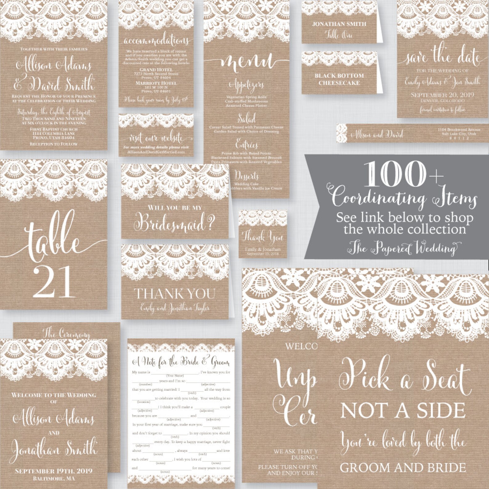 Burlap and Lace Wedding Welcome Sign - Rustic Burlap Welcome Sign for ...