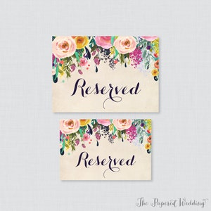 Printable Wedding Reserved Sign - Floral Reserved Seating Sign for ...