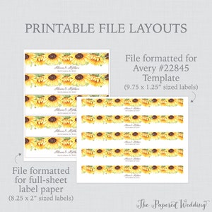 Printable OR Printed Sunflower Wedding Water Bottle Labels - Rustic ...