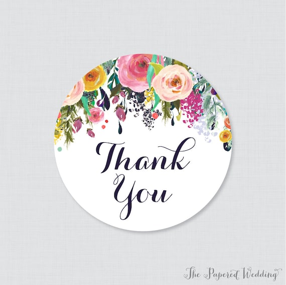 Wedding Stickers Floral Wedding Thank You Stickers | Etsy