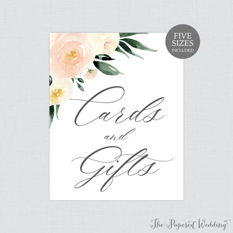 Printable Gifts and Cards Sign with Ivory and Blush Pink | Etsy