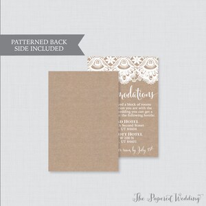 Printable OR Printed Wedding Accommodation Cards Burlap and Lace Accommodation Inserts Rustic ...