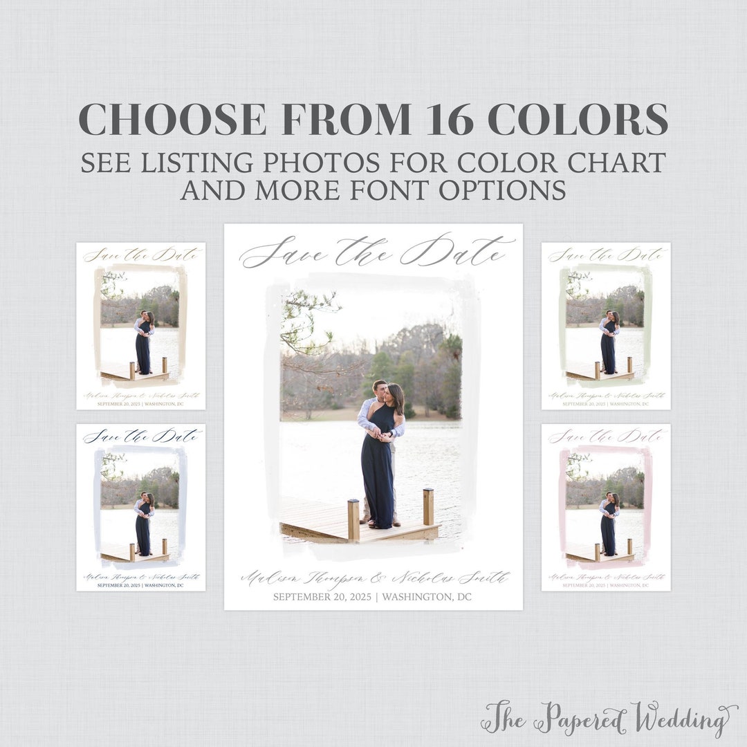 Printable OR Printed Photo Save the Date Cards With Watercolor ...