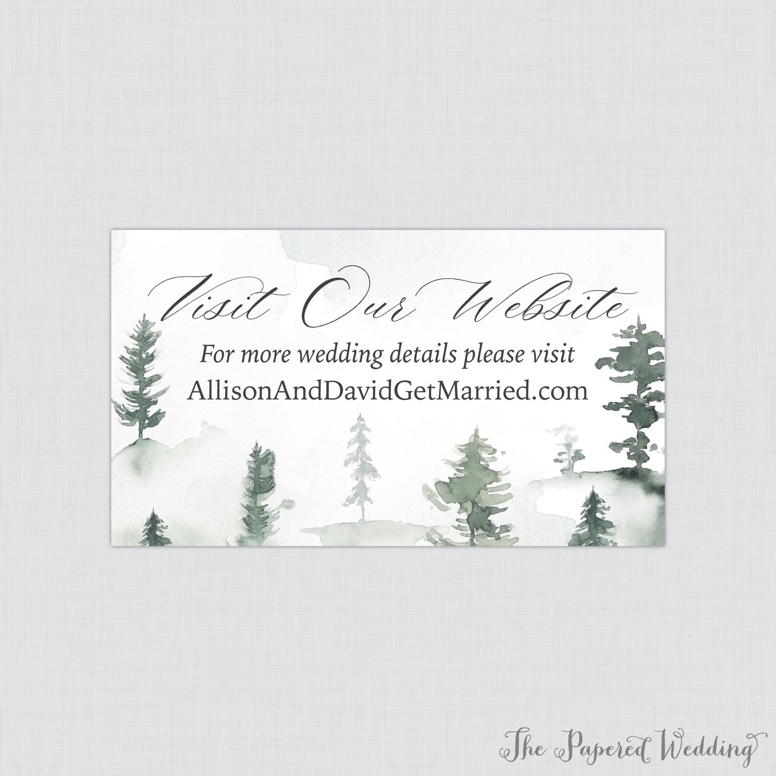 Printable OR Printed Forest Wedding Website Cards Green - Etsy