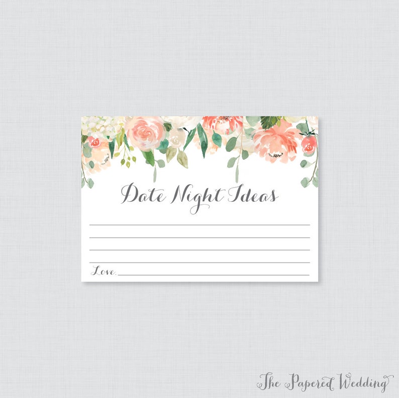 Printable Date Night Jar Activity Peach Flower Date Night | Etsy