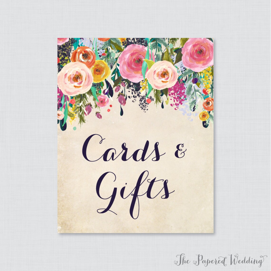 Printable Gifts and Cards Sign Floral Gifts/cards Sign for - Etsy