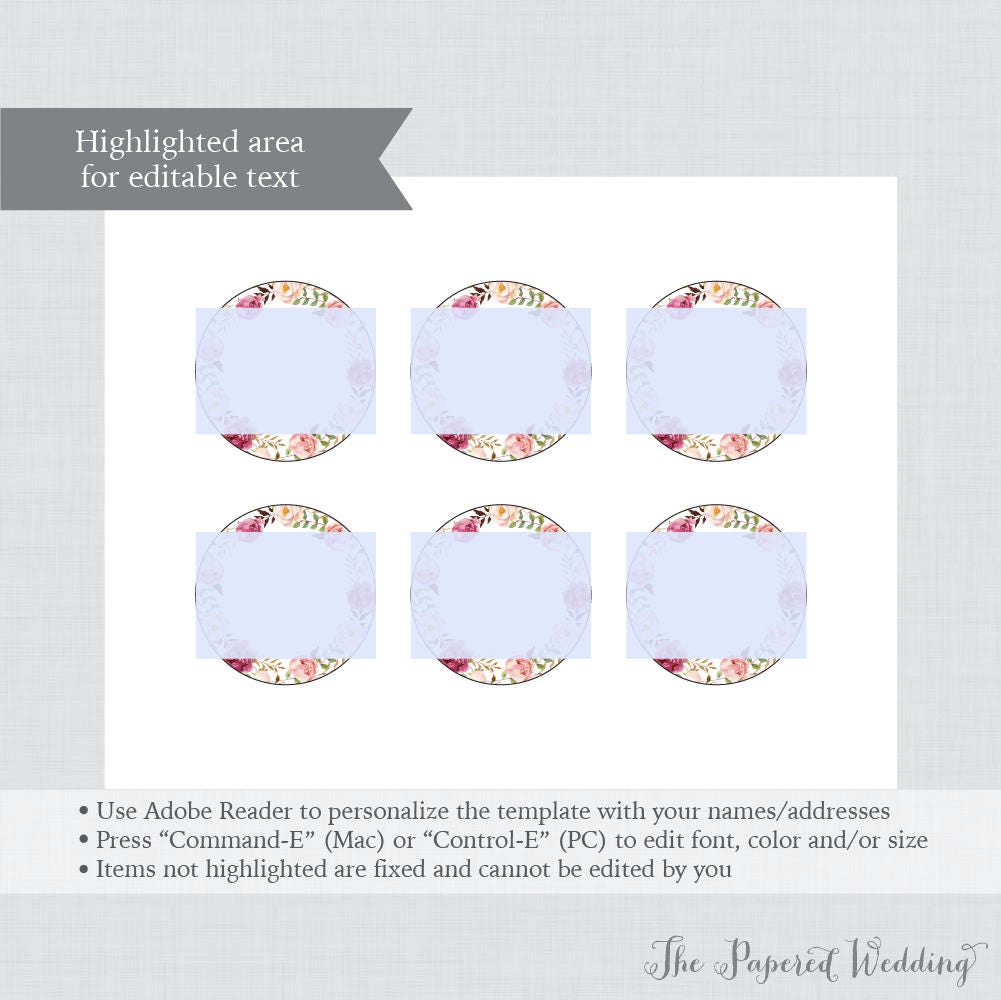 EDITABLE Wedding Tags Printable Pink Floral Wedding Labels - Etsy