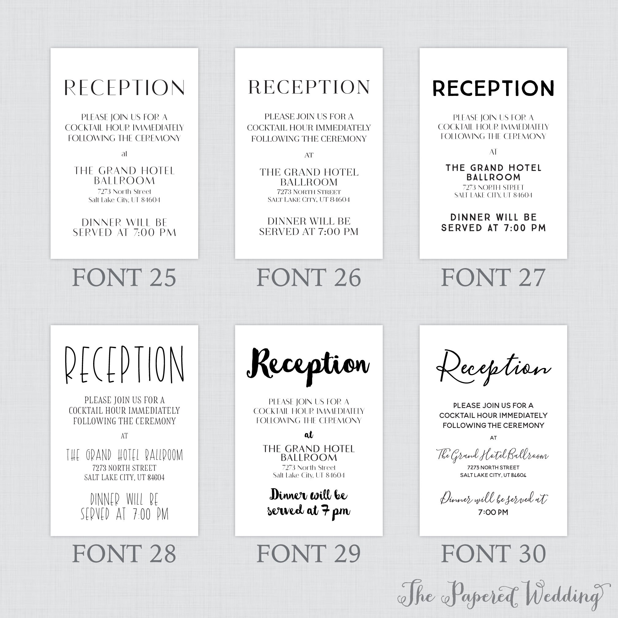 Printable OR Printed Reception Inserts With Custom Colors and | Etsy