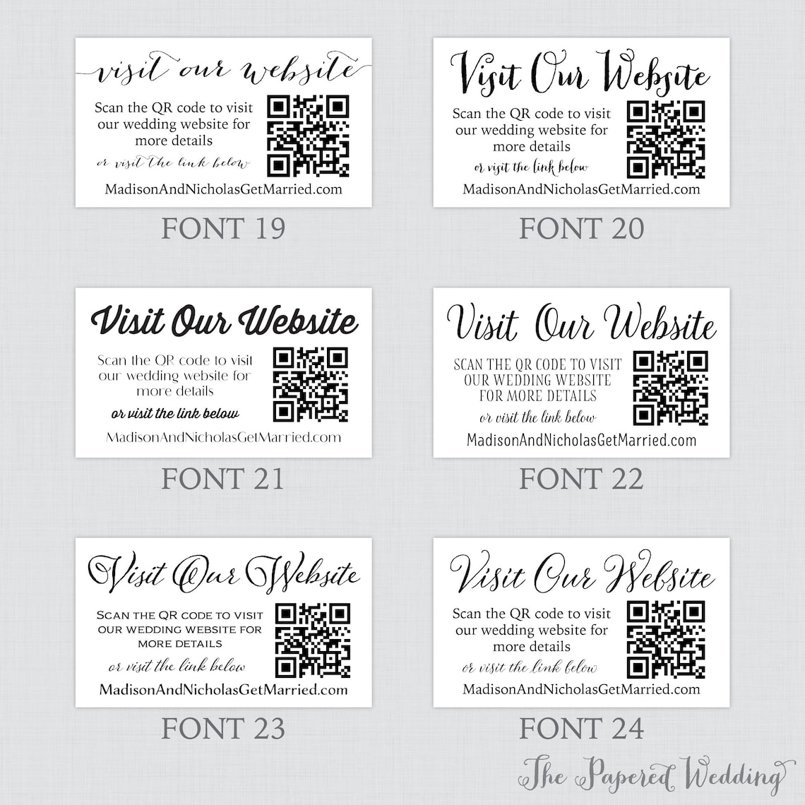 Printable OR Printed QR Code Insert Cards With Custom Color and Font ...
