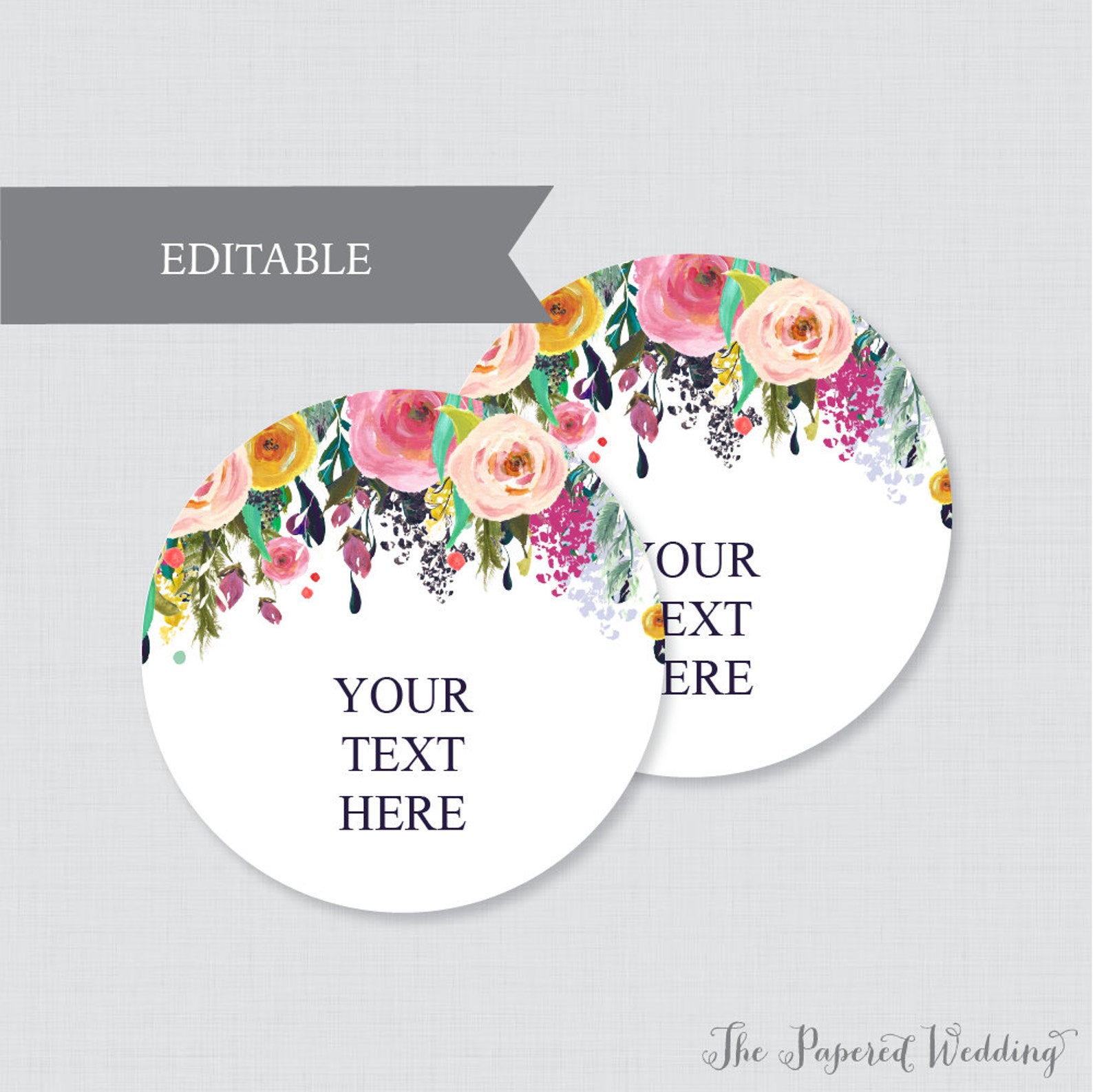 EDITABLE Wedding Tags Printable Floral Wedding Labels | Etsy
