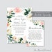 Printable OR Printed Wedding Direction Cards Pink Floral Wedding Directions Inserts Pink and ...