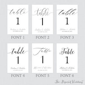 Printable OR Printed Wedding Table Number Signs With Custom Colors and ...