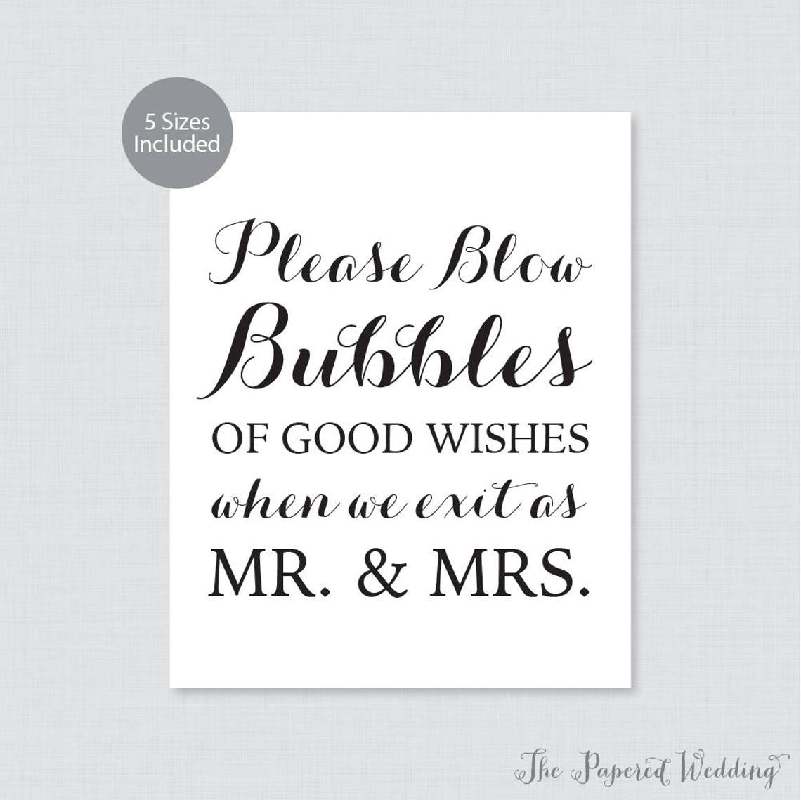Printable Wedding Bubbles Sign Black and White Bubbles Sign | Etsy