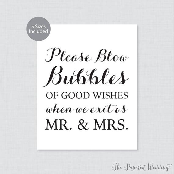 Printable Wedding Bubbles Sign Black and White Bubbles Sign - Etsy