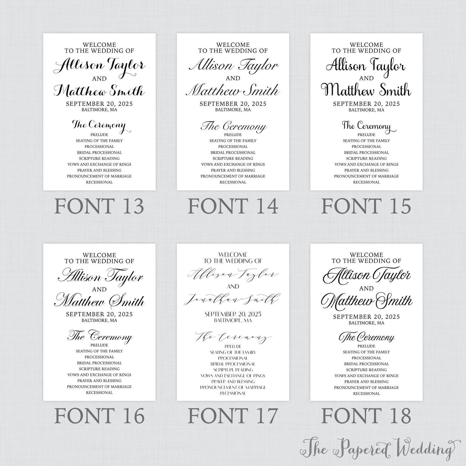 Printable OR Printed Wedding Programs With Custom Fonts and - Etsy