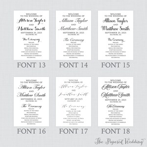 Printable OR Printed Wedding Programs With Custom Fonts and Colors ...