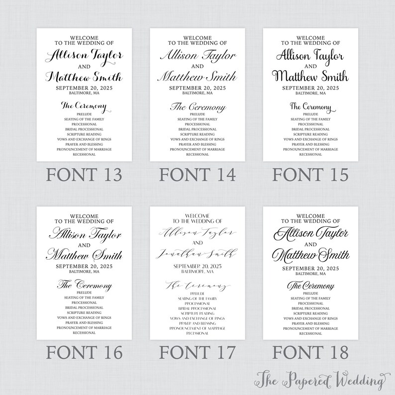 Printable OR Printed Wedding Programs With Custom Fonts and - Etsy