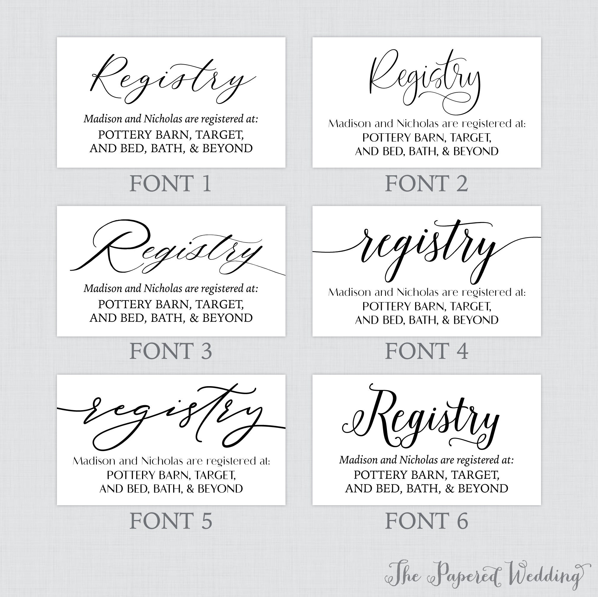 Printable OR Printed Registry Inserts With Custom Color and - Etsy