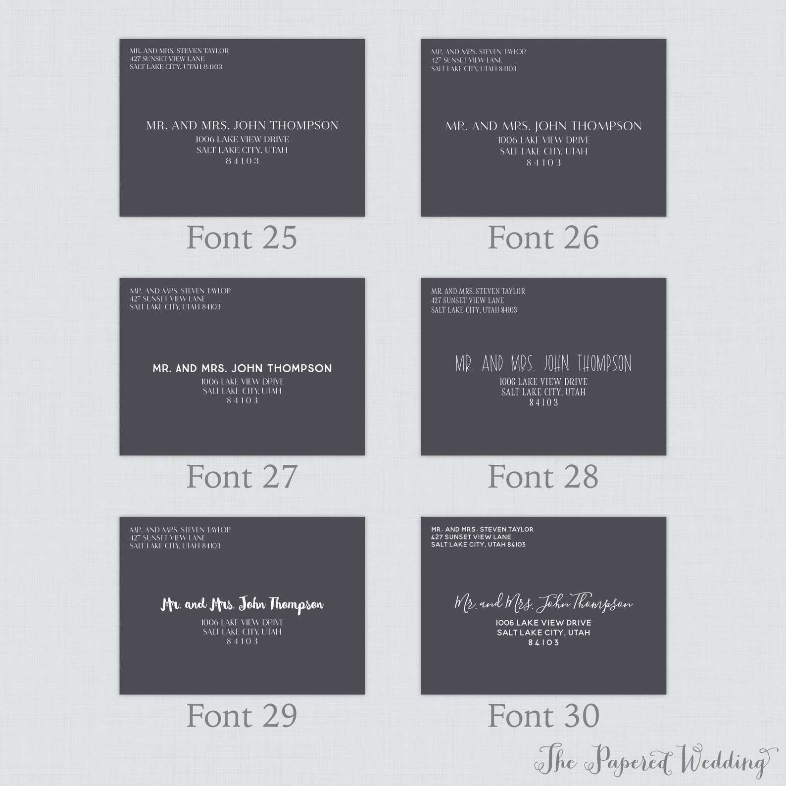 Printed Envelopes With Custom Fonts in A7, A2, or 4bar Size Premium ...