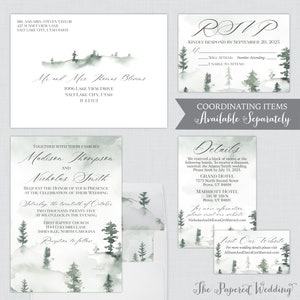 Printable OR Printed Forest Menu Cards - Watercolor Green Trees Wedding ...