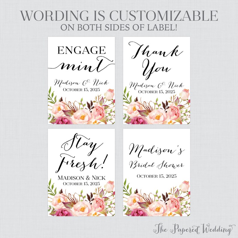 PRINTED Pink Flower Labels for Tic Tac Containers Rustic - Etsy