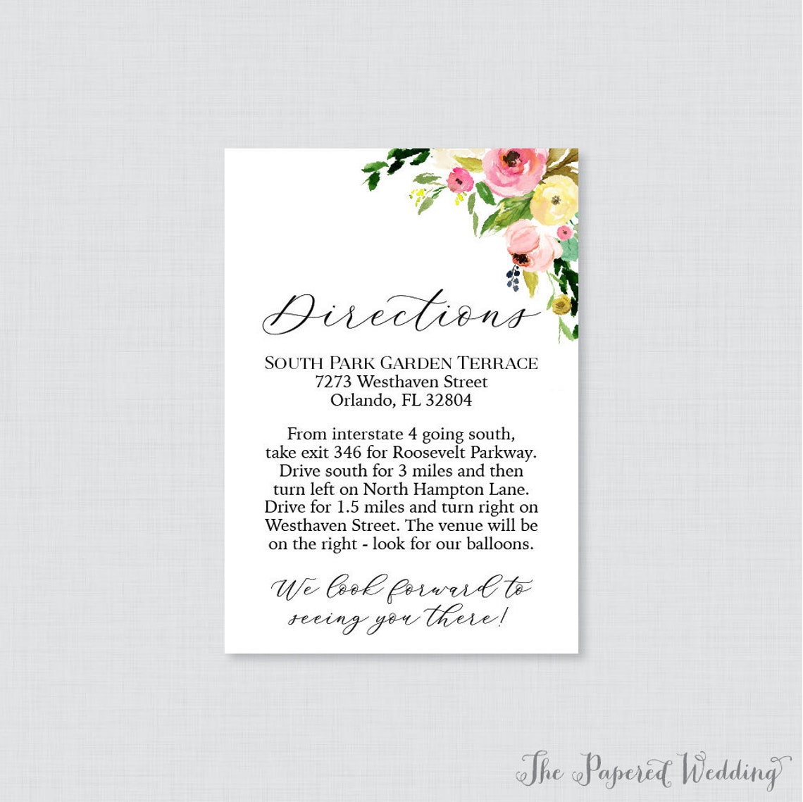 Printable OR Printed Wedding Direction Cards Pink and Yellow - Etsy