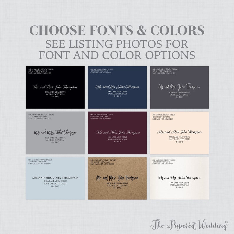 Printed Envelopes With Custom Fonts in A7 A2 or 4bar Size - Etsy