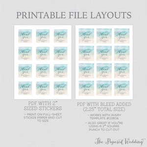 Printable OR Printed Beach Wedding Stickers - Watercolor Beach Themed ...