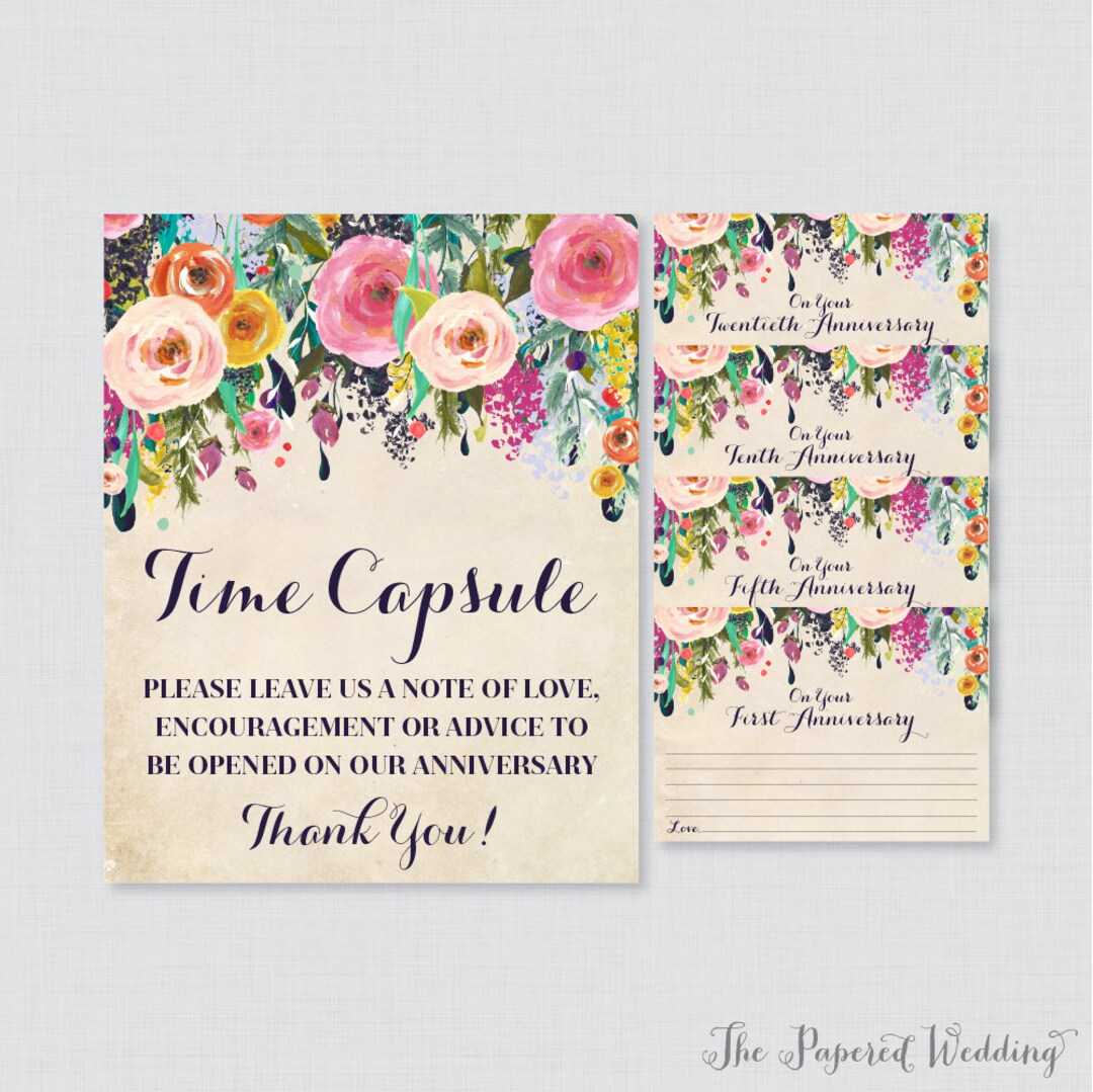 Printable Wedding Time Capsule Activity - Floral Advice for the Bride ...