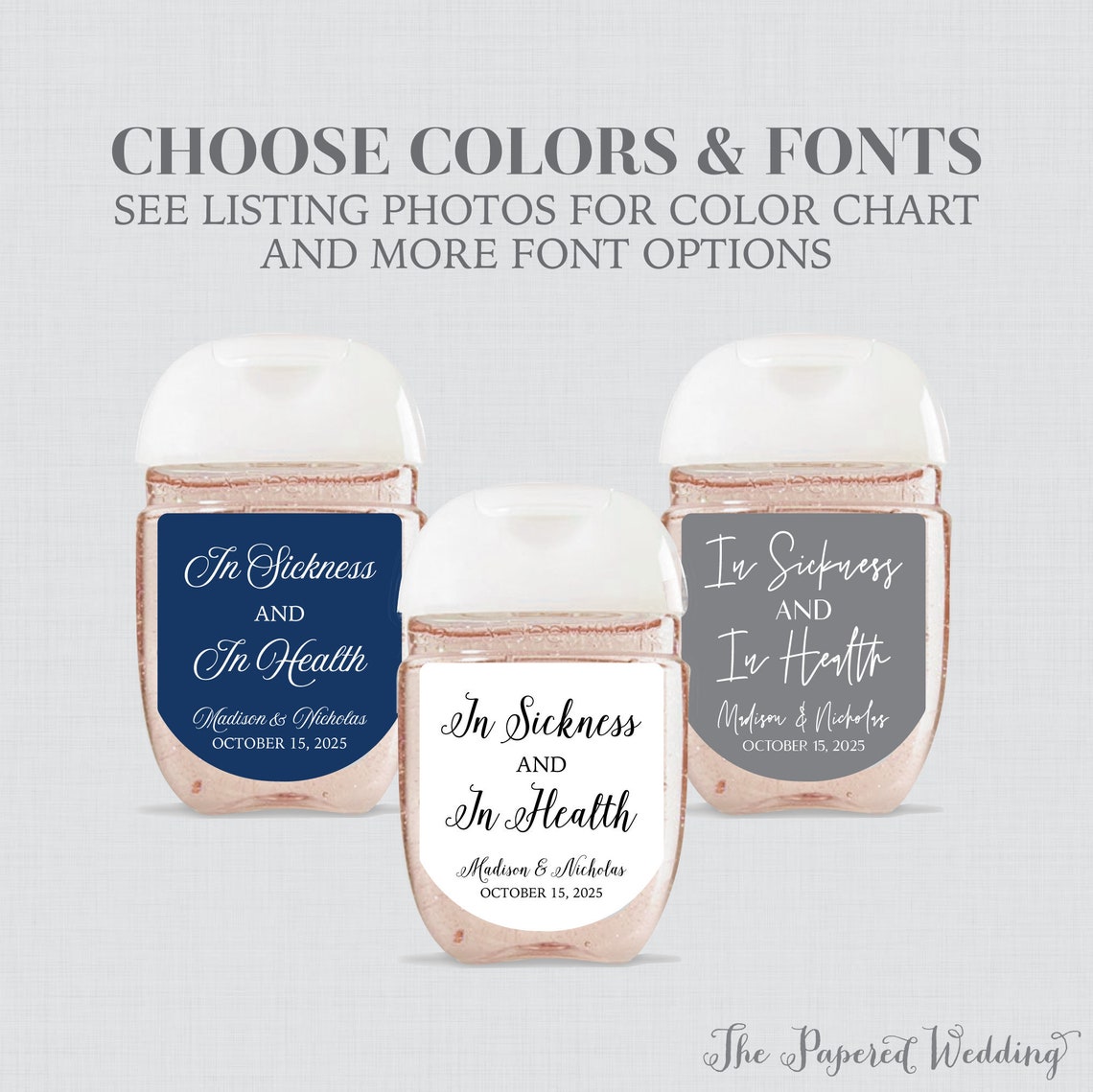 Custom Printed Hand Sanitizer Labels Choose Your Fonts and | Etsy