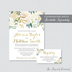 Printable OR Printed Wedding Registry Cards Gold Floral Wedding ...