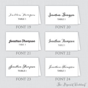 Printed Place Cards With Custom Fonts and Colors - Customized Guest ...