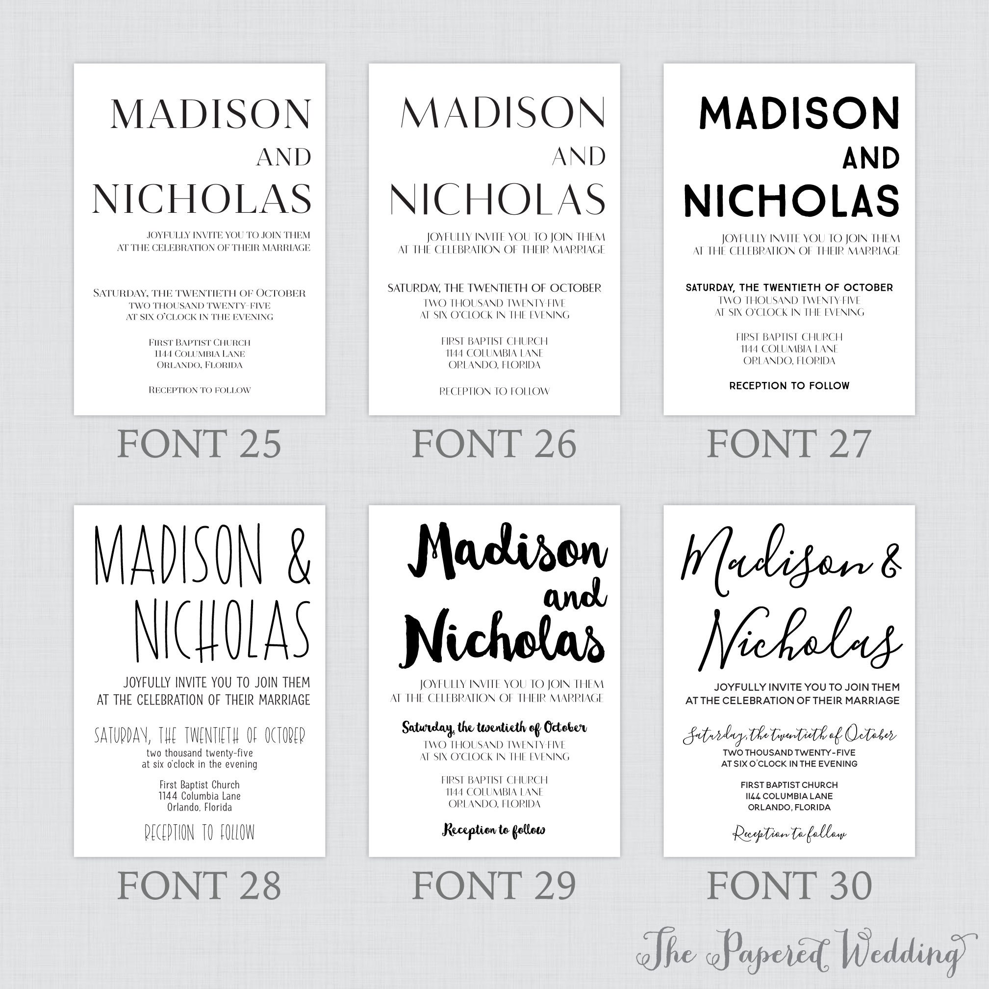 Printable OR Printed Invitations with Custom Colors and Fonts | Etsy