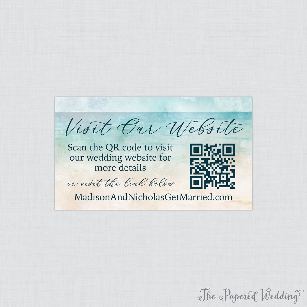 Printable OR Printed Beach Themed QR Code Insert Cards - Beach Wedding ...