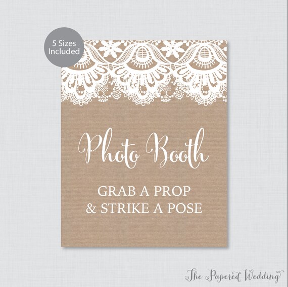 Printable Photo Booth Sign Rustic Burlap and Lace Photo | Etsy