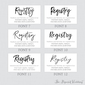 Printable OR Printed Registry Inserts With Custom Color and Font ...