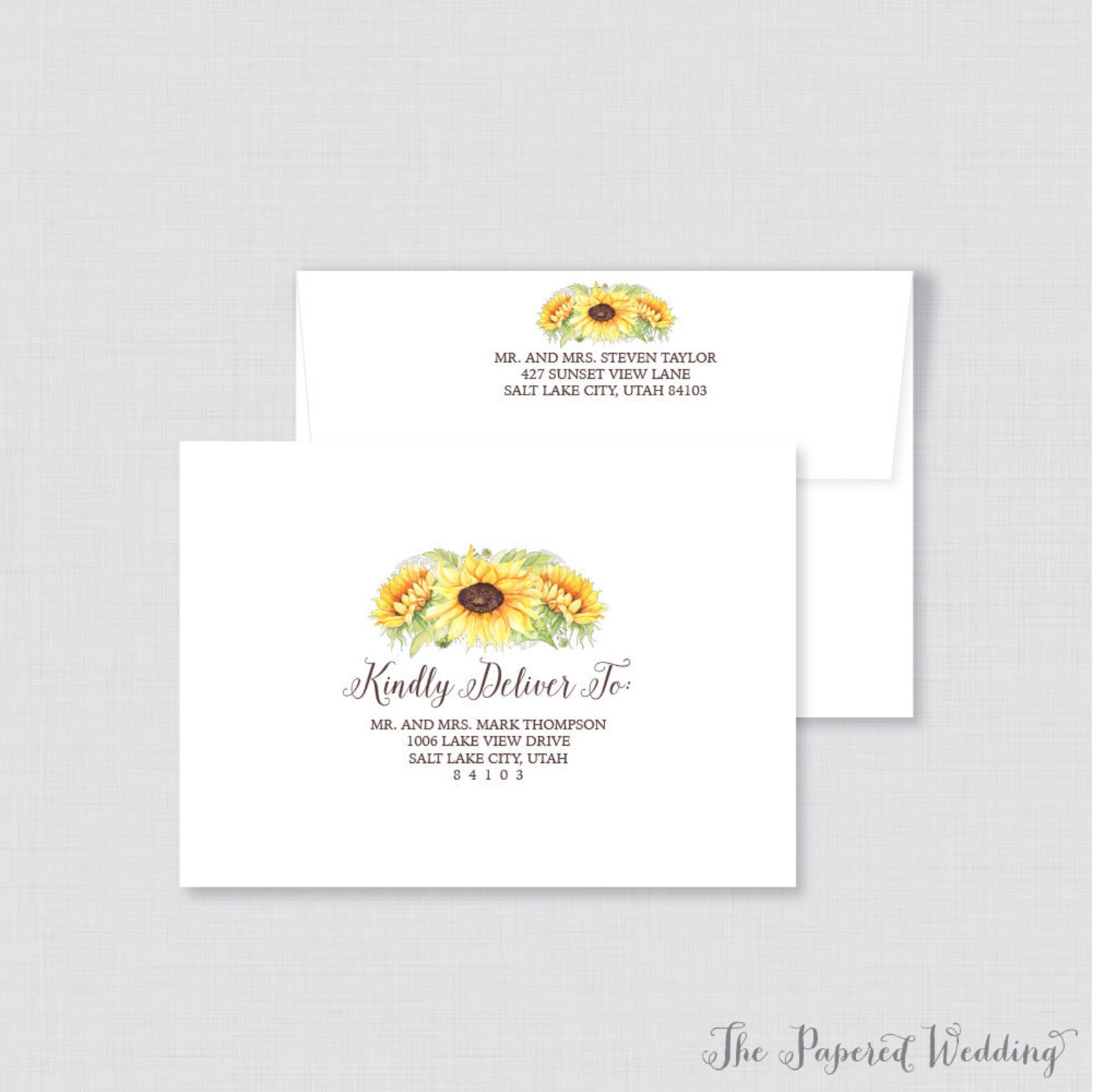 EDITABLE Sunflower Wedding Envelopes Printable Editable - Etsy