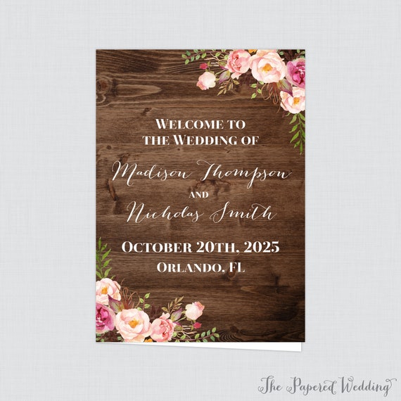 Printable OR Printed Rustic Wedding Program Booklet Wood and - Etsy