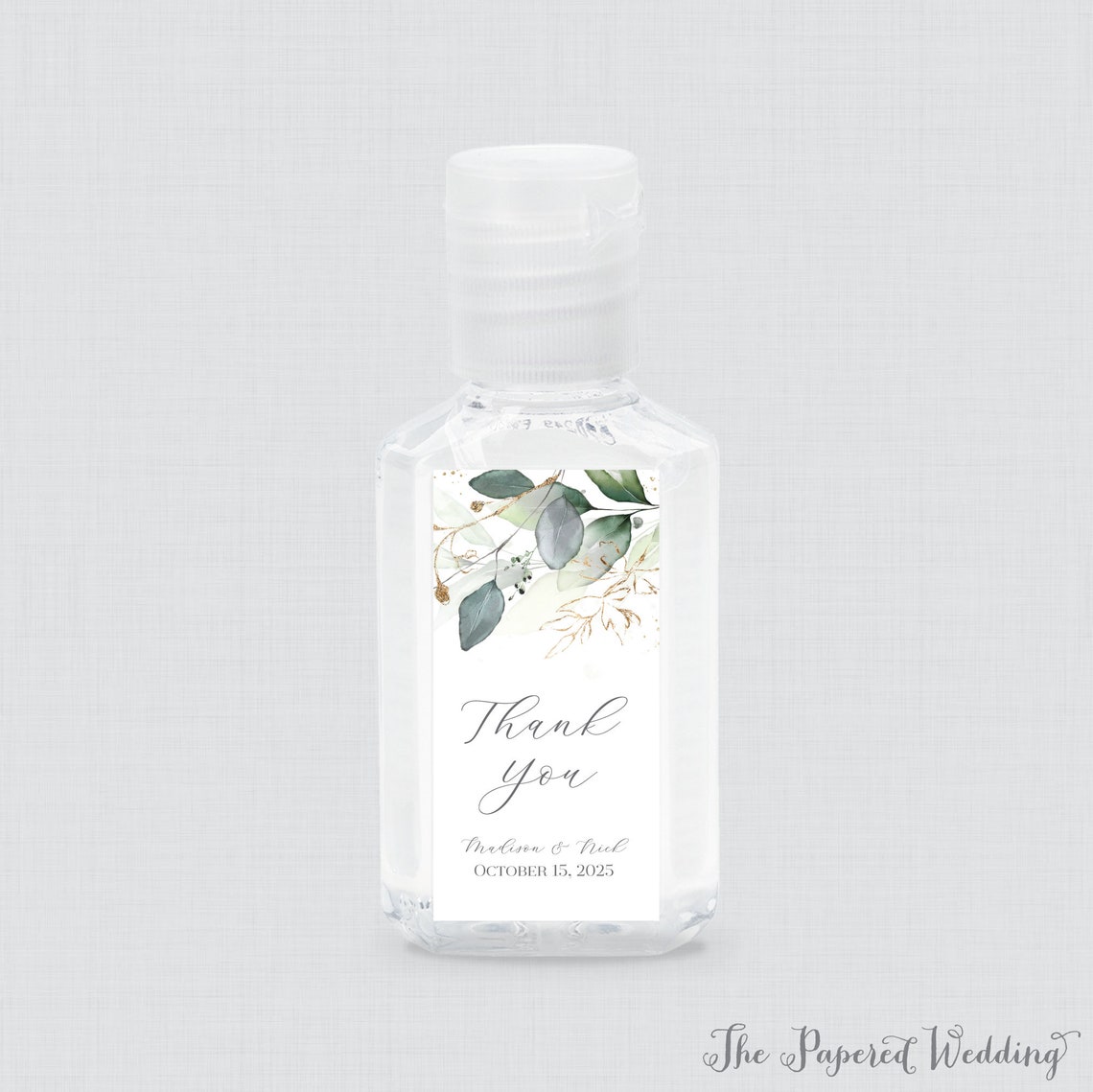 Green Leaves and Gold Hand Sanitizer Labels Printed Green | Etsy